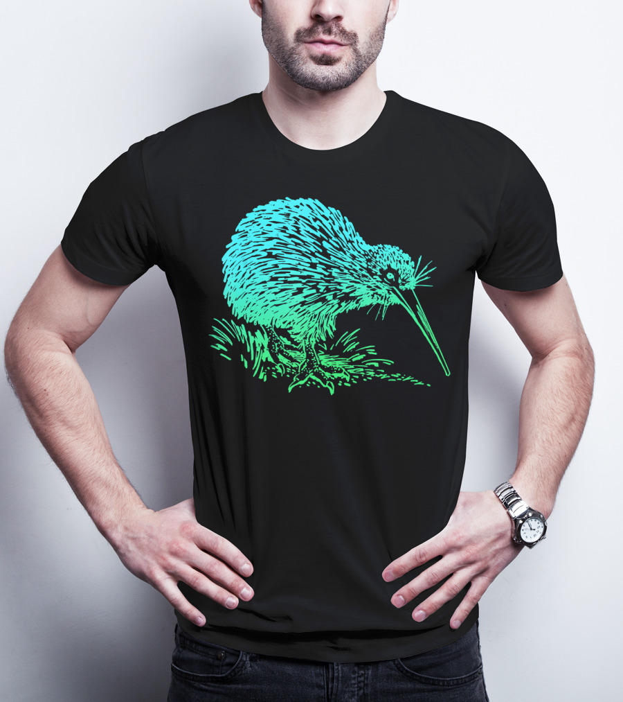 Vintage Neon Kiwi Bird Awesome Retro T-Shirt