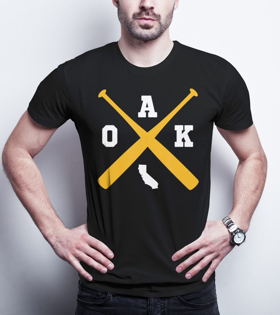 Vintage Oakland OAK State Baseball Bats California T-Shirt