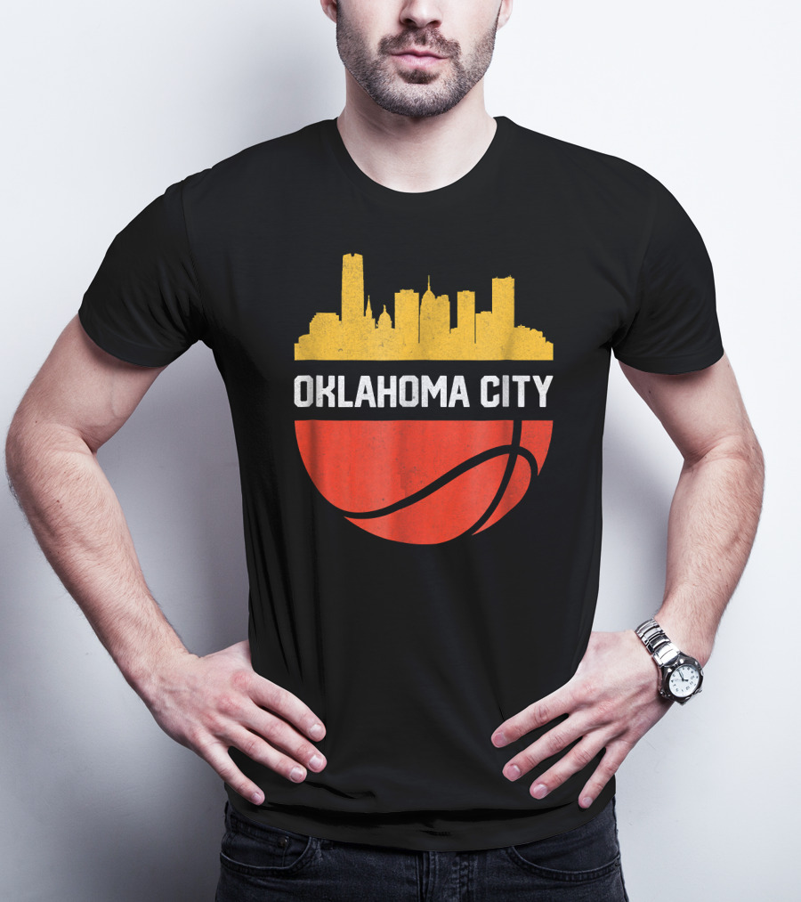 Oklahoma City Basketball Skyline Vintage T-Shirt