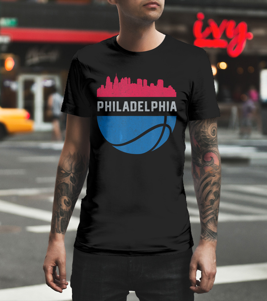 Philadelphia Cityscape Basketball T-Shirt
