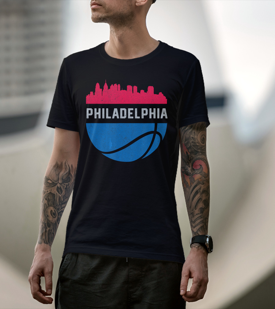 Philadelphia Cityscape Basketball T-Shirt