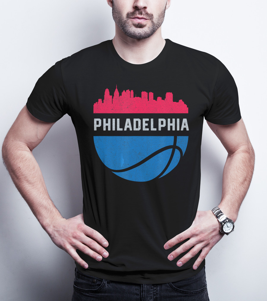 Philadelphia Cityscape Basketball T-Shirt