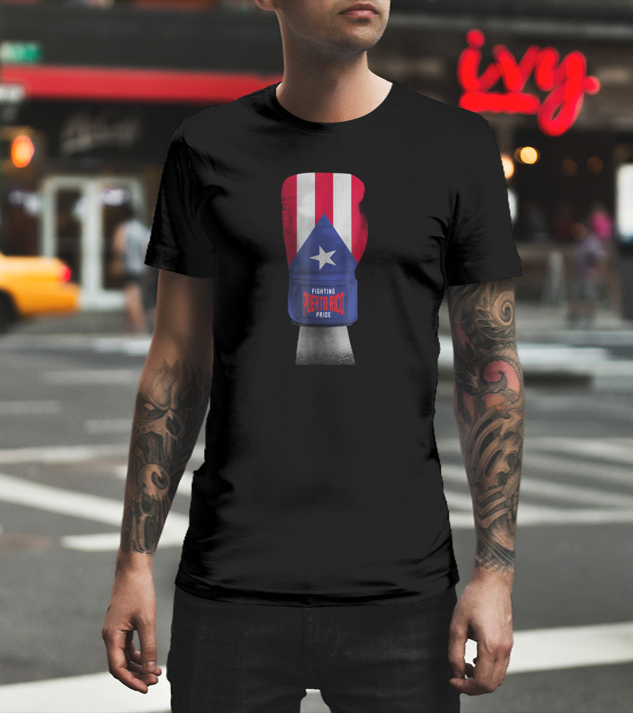 Fighting Puerto Rico Pride Vintage Flag Boxing Gloves T-Shirt