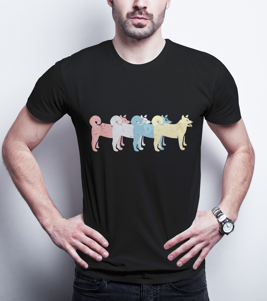 Vintage Akita Inu Funny Dogs Lover Colorful T-Shirt