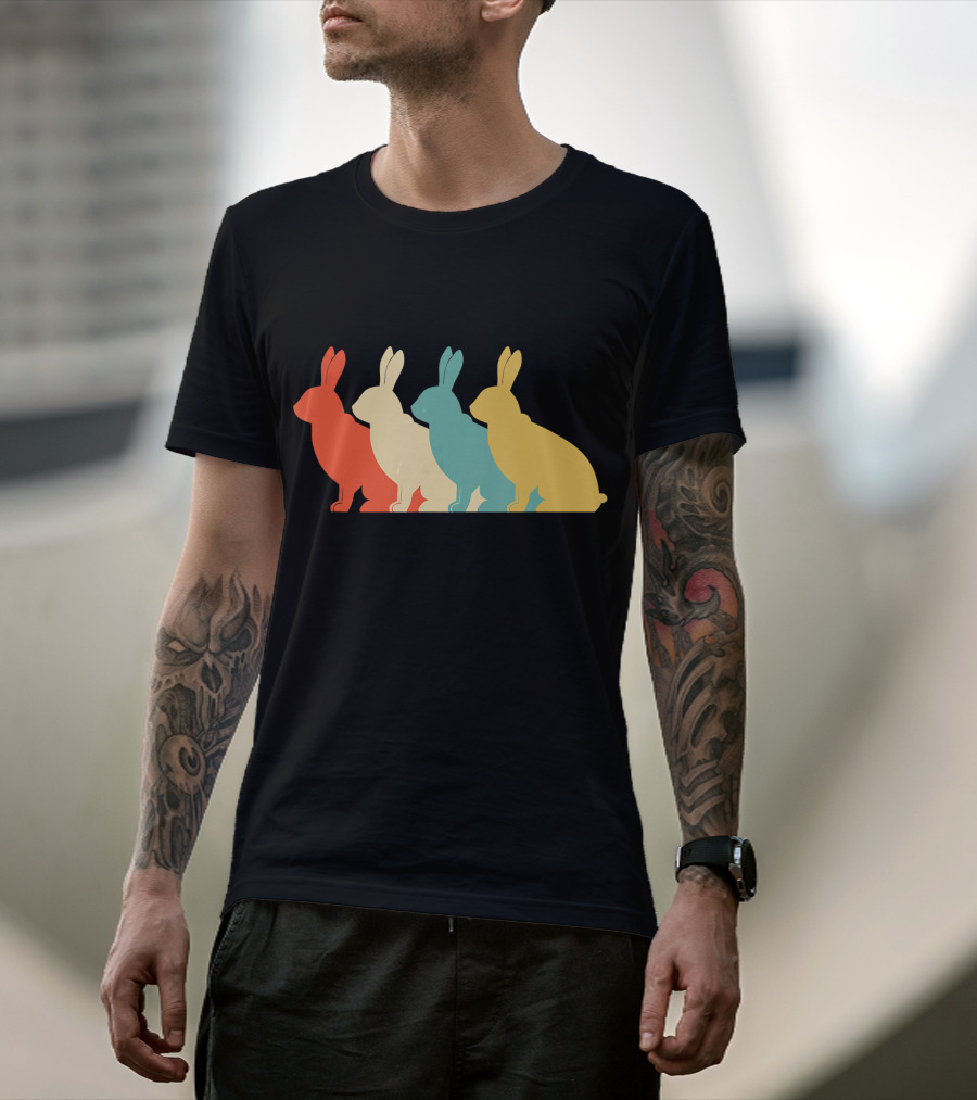 Vintage Art Bunny Rabbit Lover Whispere Four Colorful T-Shirt