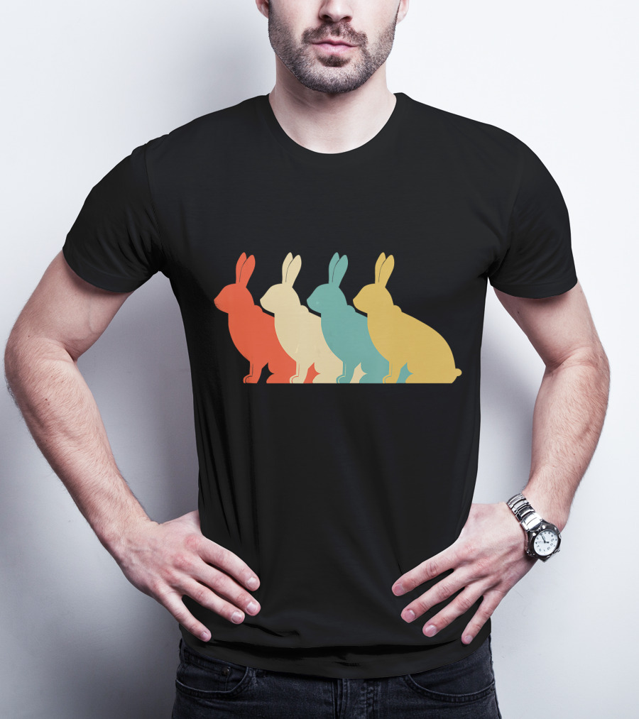 Vintage Art Bunny Rabbit Lover Whispere Four Colorful T-Shirt