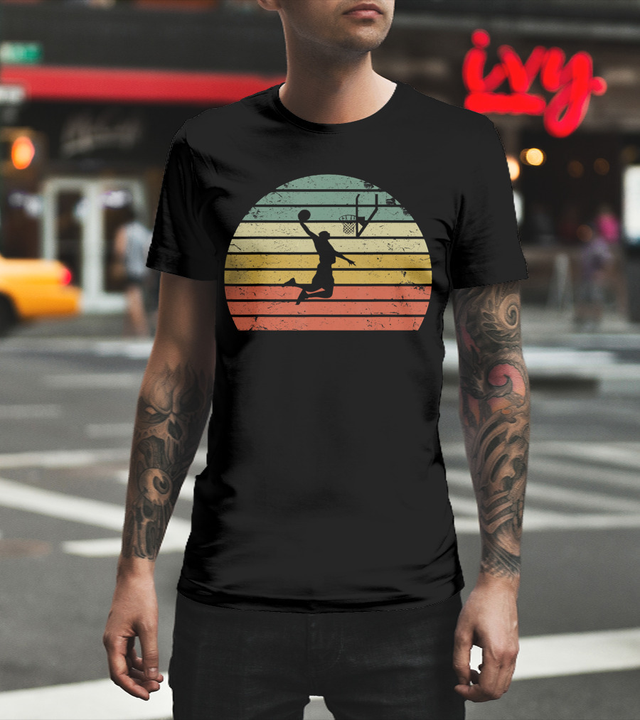 Vintage Basketball Dunk Sunset Retro T-Shirt