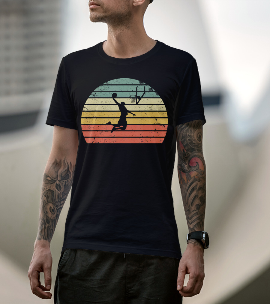 Vintage Basketball Dunk Sunset Retro T-Shirt