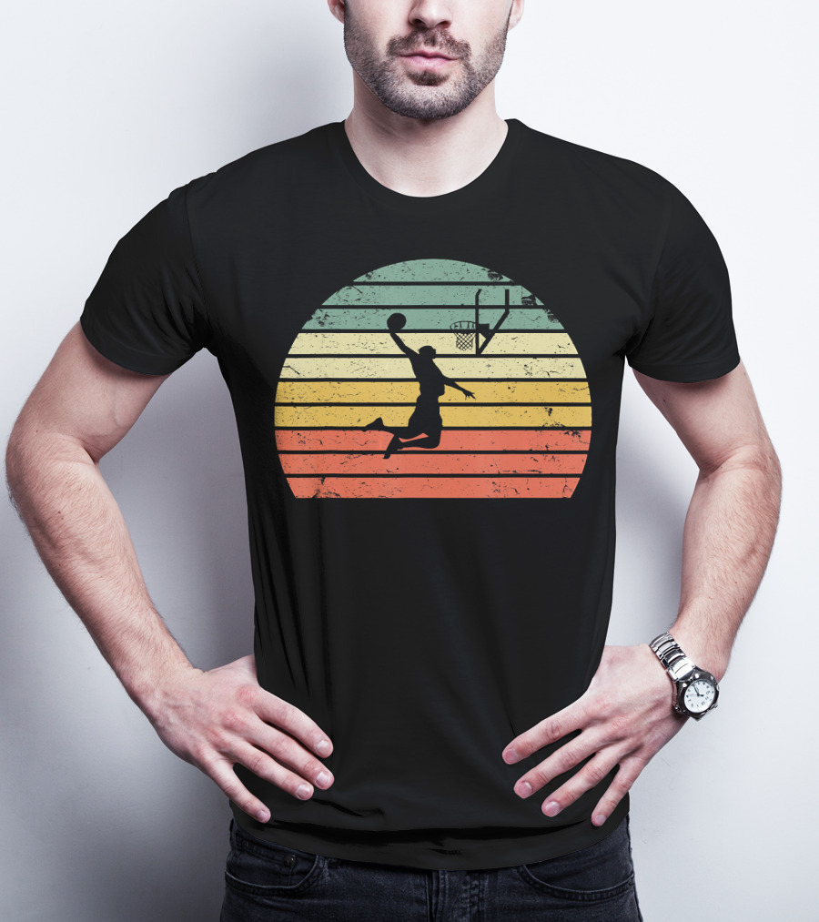 Vintage Basketball Dunk Sunset Retro T-Shirt