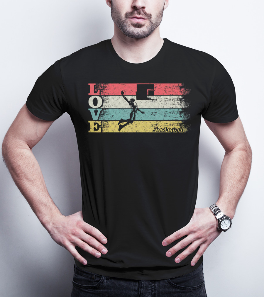 Love Basketball Vintage Sport Team Hashtag Basketball T-Shirt