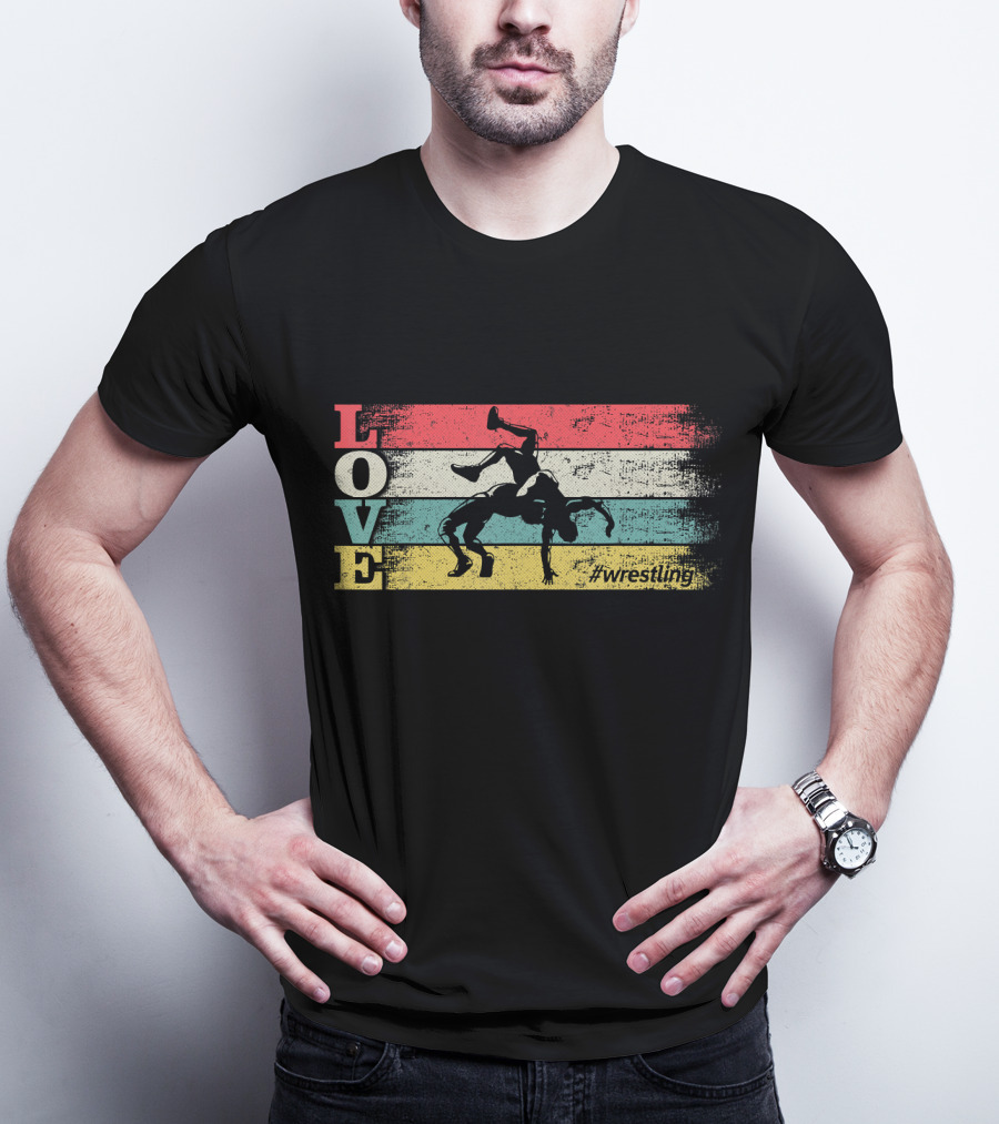 LOVE Wrestling Vintage Retro Stripes #wrestling T-Shirt