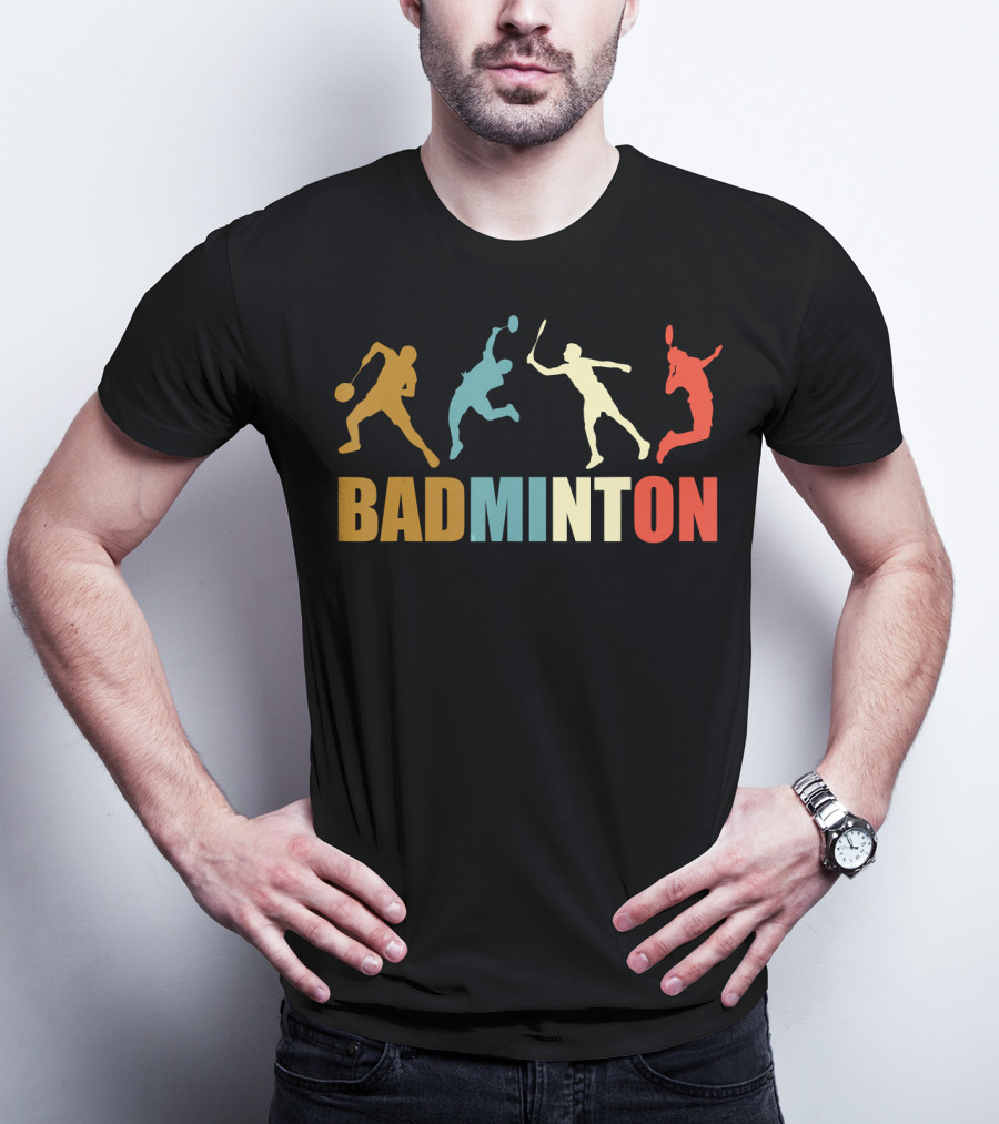 Vintage Style Badminton Mom 70s Badminton Sports T-Shirt