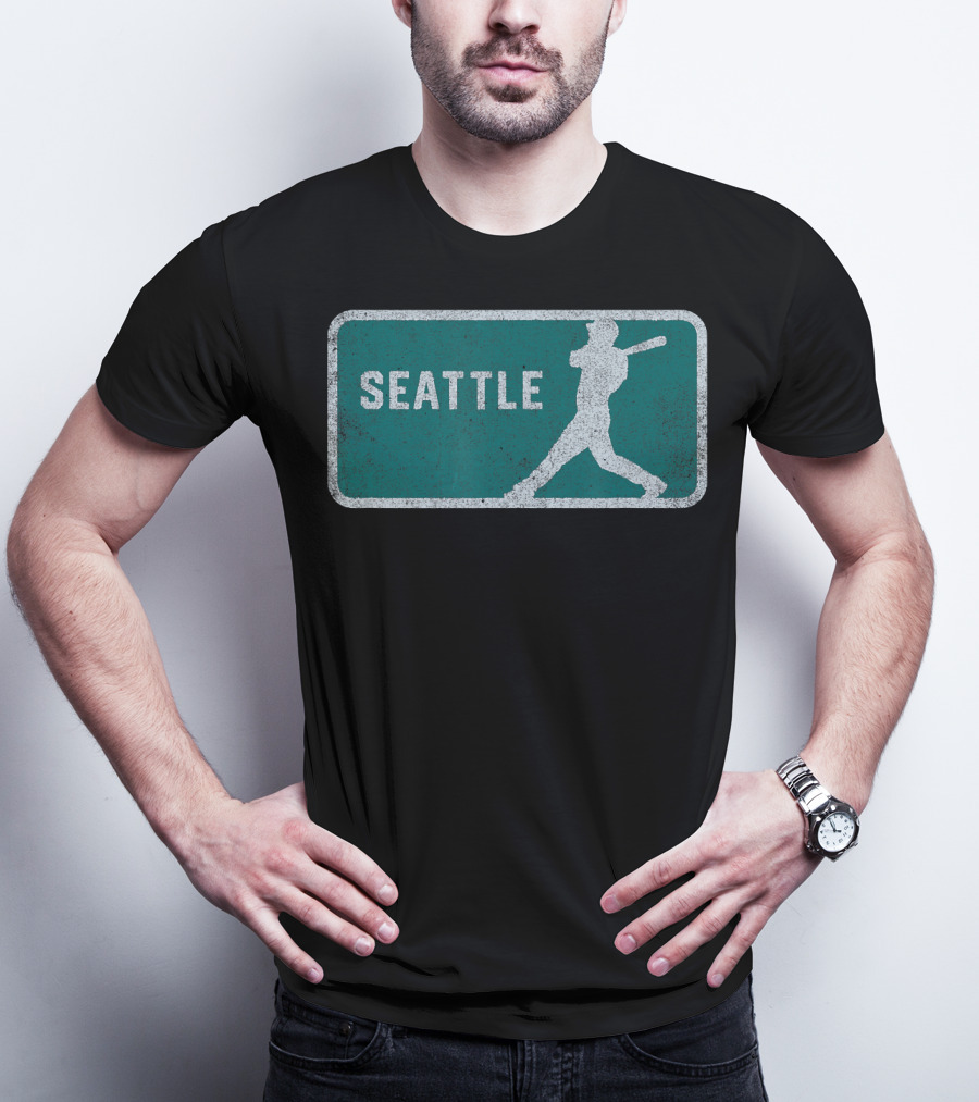 Seattle Vintage Baseball Player Silhouette SEA T-Shirt