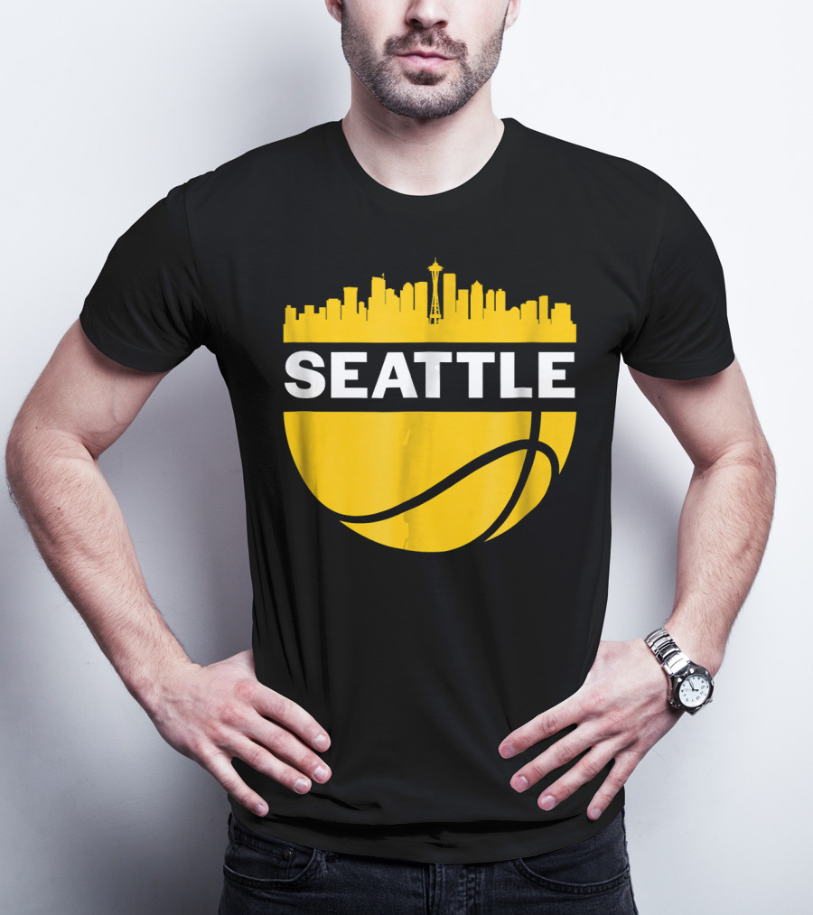 Seattle Skyline Basketball Cityscape Vintage T-Shirt
