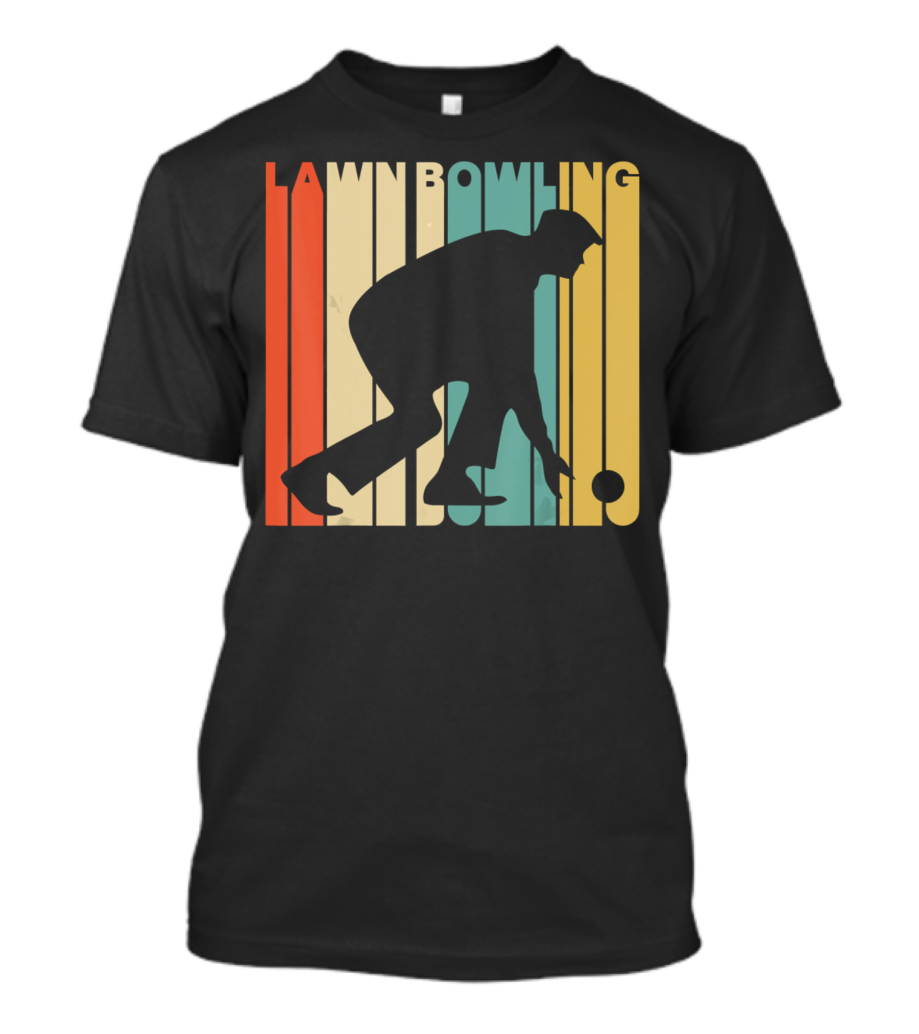 Vintage Lawn Bowling Silhouette Retro Stripes T-Shirt