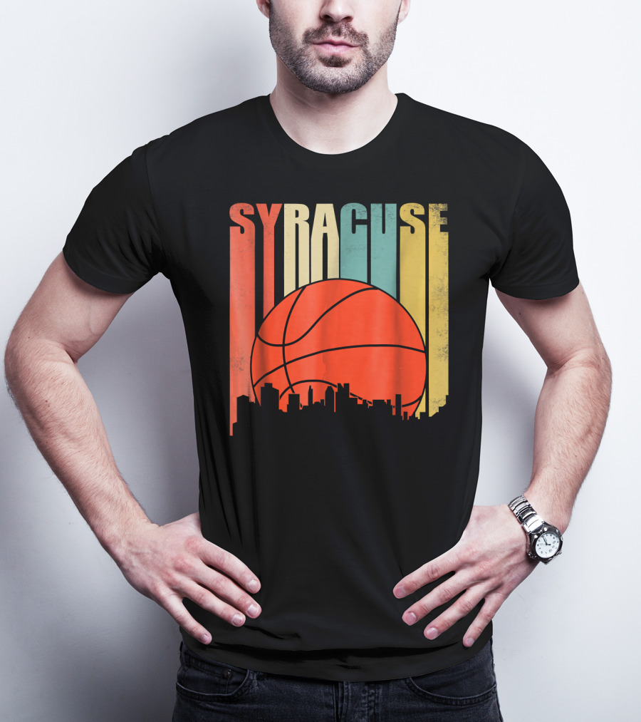 Syracuse New York Vintage City Skyline Basketball T-Shirt