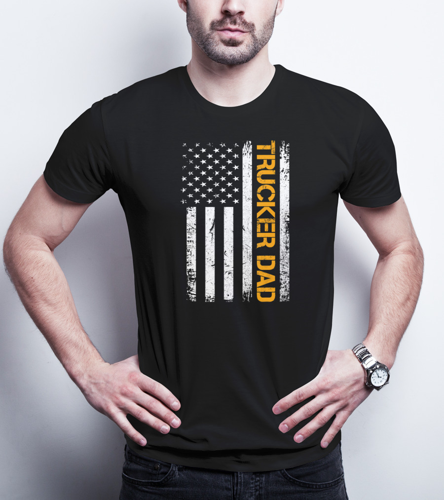 Trucker Dad Vintage American Flag USA T-Shirt