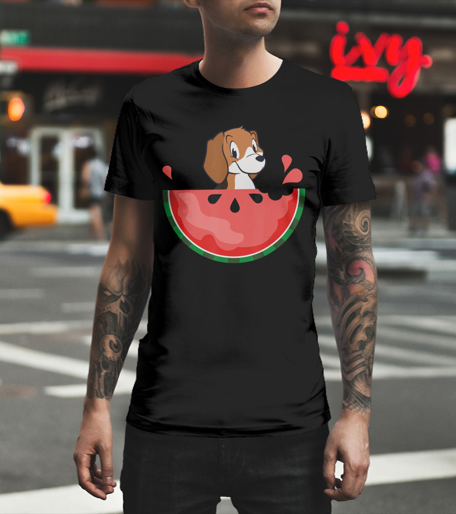 Watermelon With Beagle Summer Vacation Fun T-Shirt