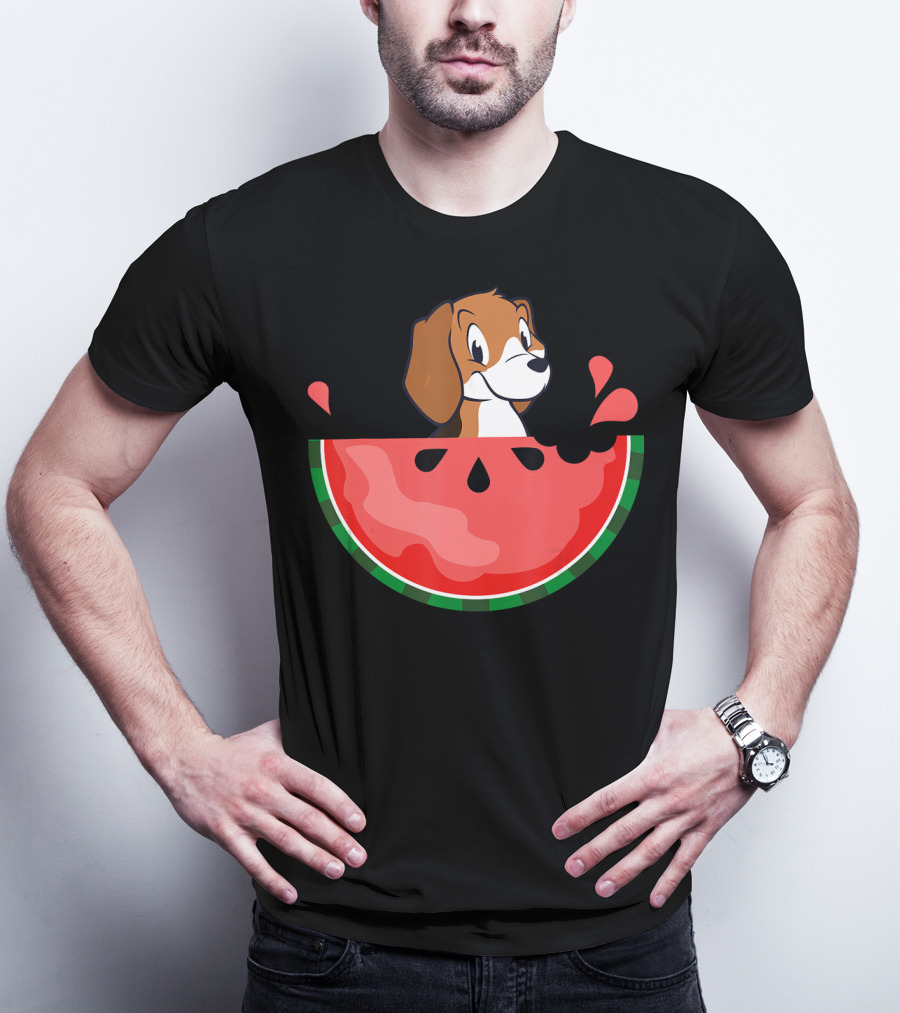 Watermelon With Beagle Summer Vacation Fun T-Shirt