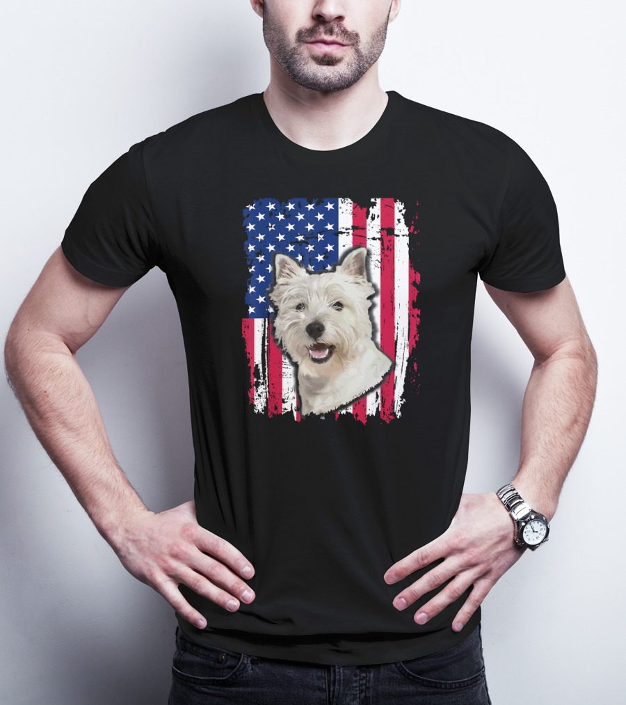 Westie USA Flag Independence Day T-Shirt