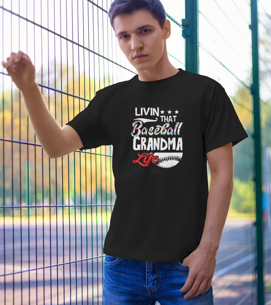 Livin That Baseball Grandma Life Stars Baseball T-Shirt