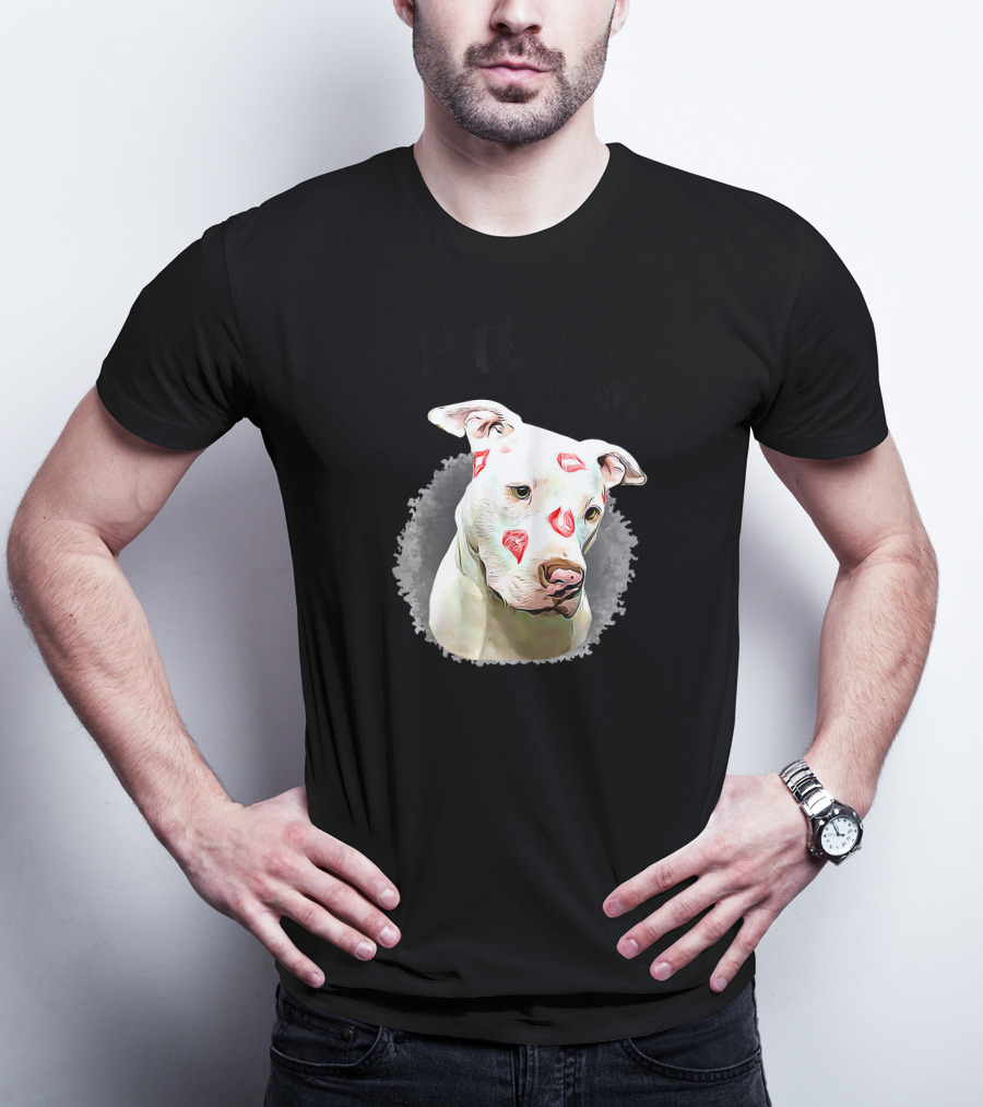 Pitbull Mom With Cute Lipstick Kiss Marks T-Shirt