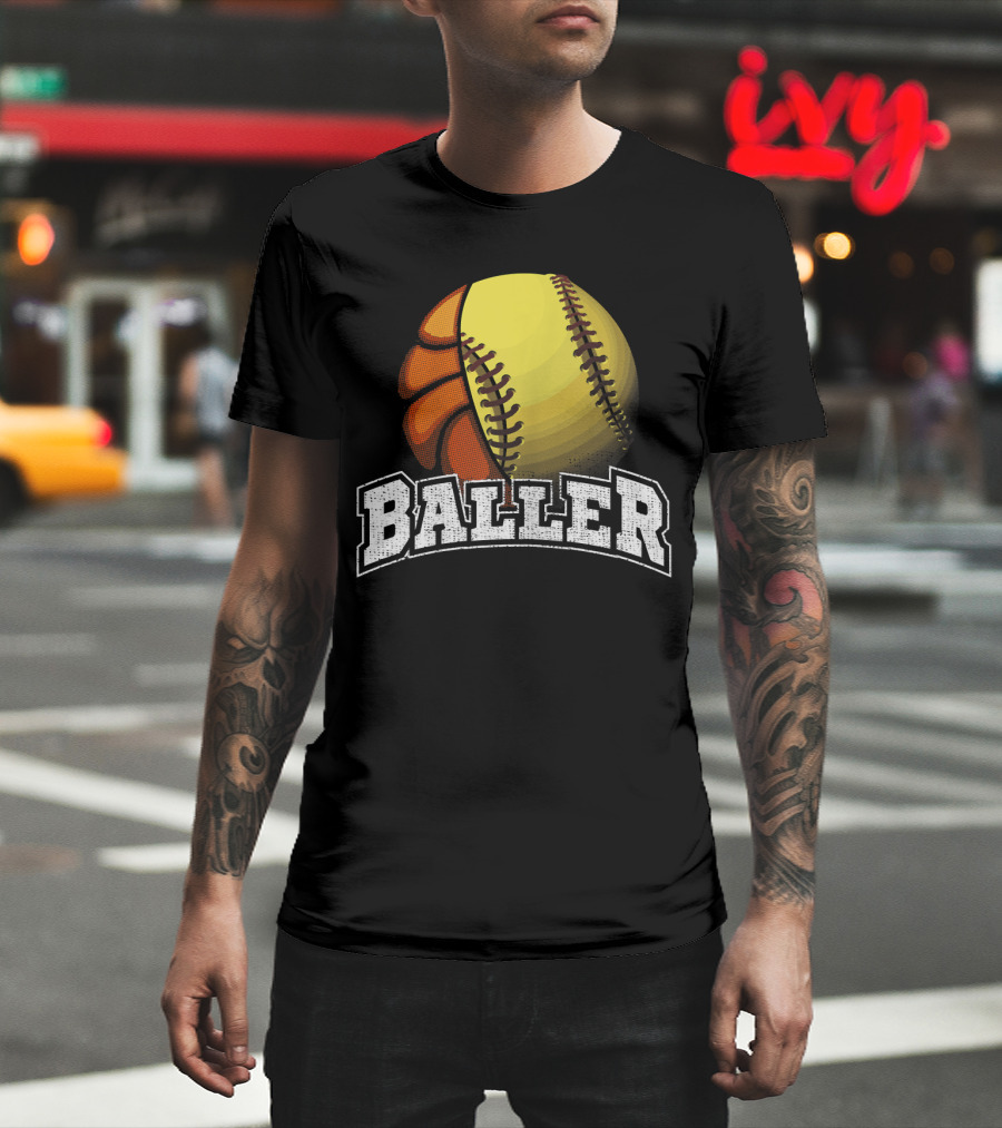 Baller Funny Girls Softball Basketball Combo T-Shirt