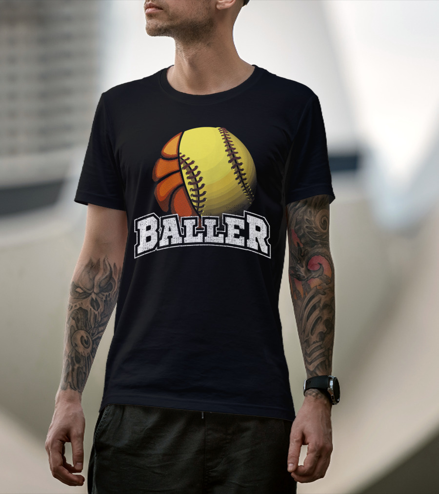 Baller Funny Girls Softball Basketball Combo T-Shirt