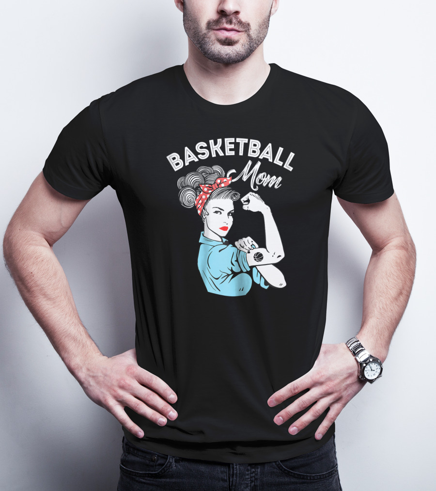Basketball Mom Retro Strong Iconic Rosie Flexing T-Shirt