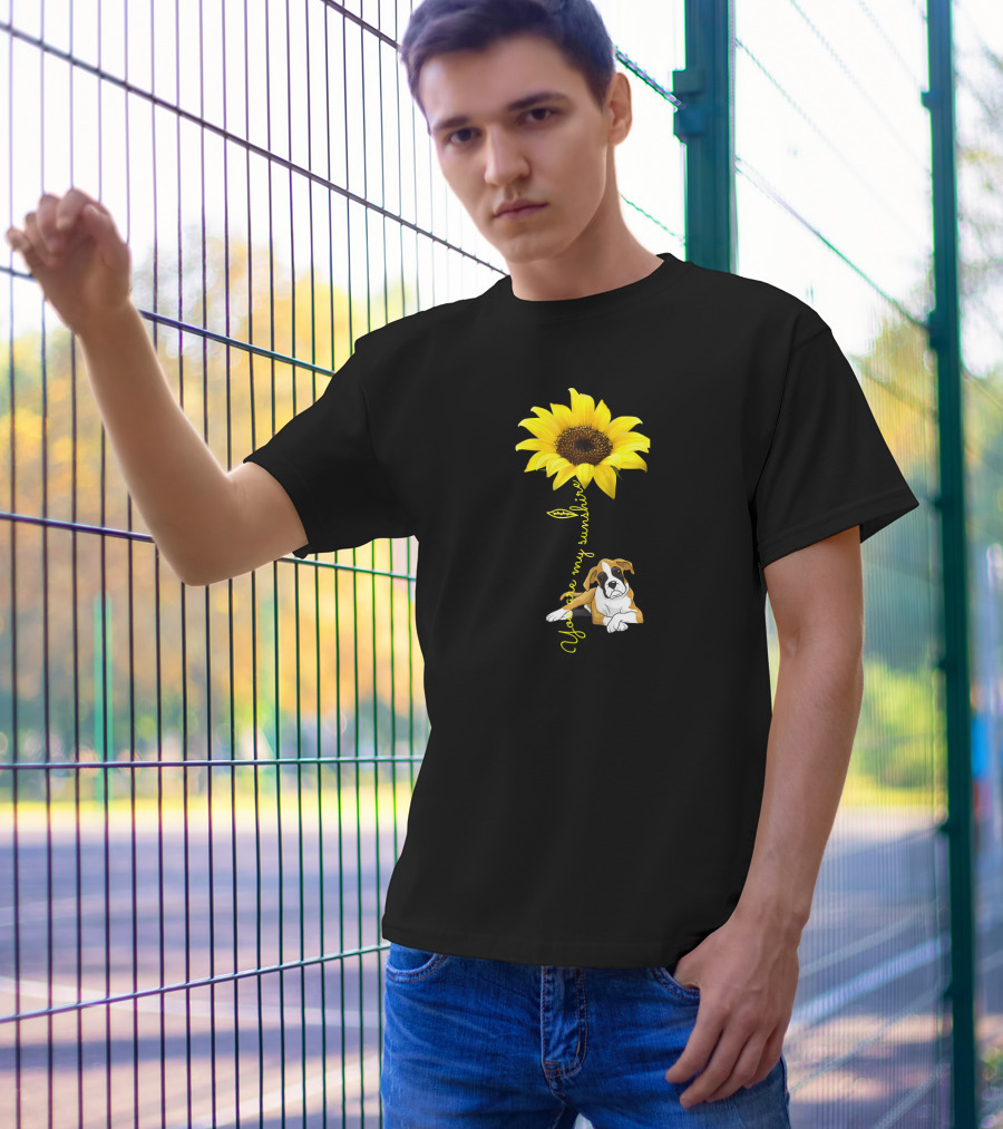 Sunflower You Are My Sunshine With Dog T-Shirt