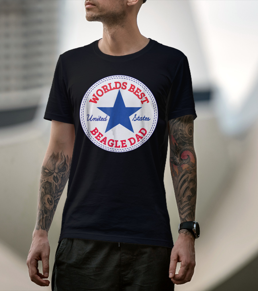 Worlds Best Beagle Dad United States Star T-Shirt