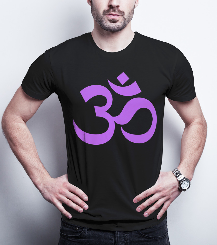 Yoga Aum OM Spiritual Symbol In Purple T-Shirt