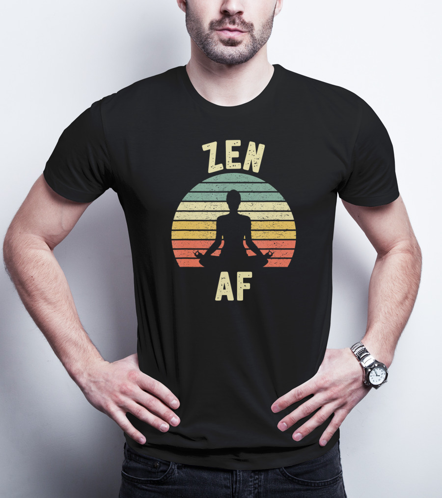 ZEN AF Yoga Retro Sunset Meditation T-Shirt