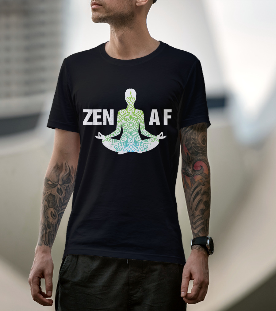 Zen AF Yoga Namaste Mandala Hippi Sitting Pose T-Shirt