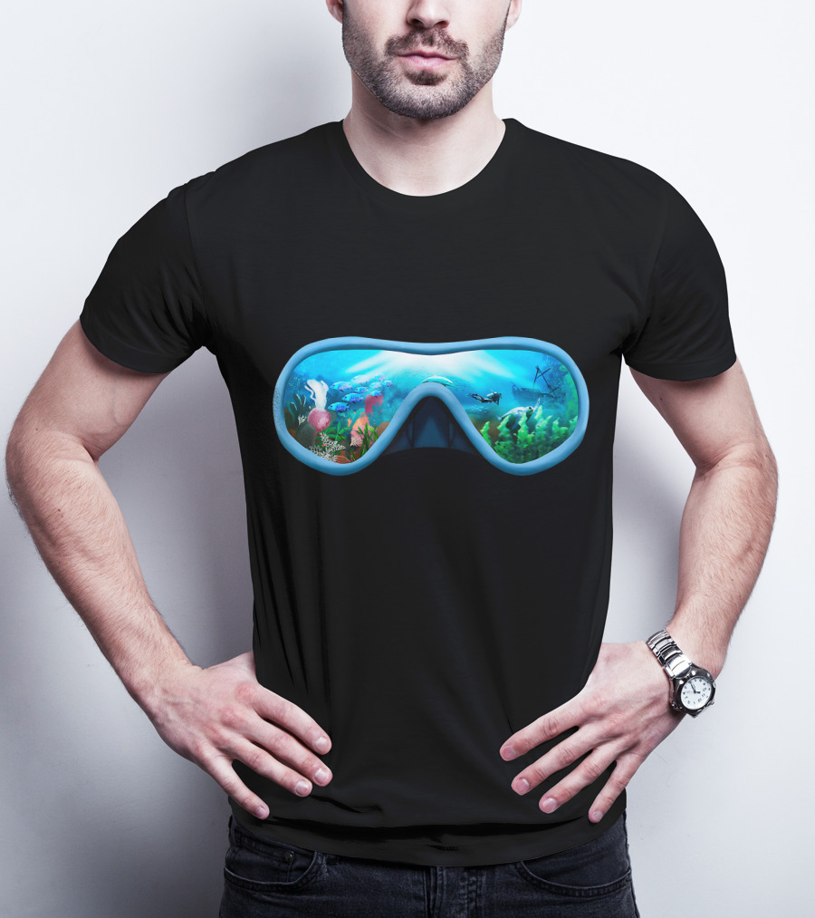 Scuba Diving Mask Underwater Adventure Coral Reef With Diver T-Shirt