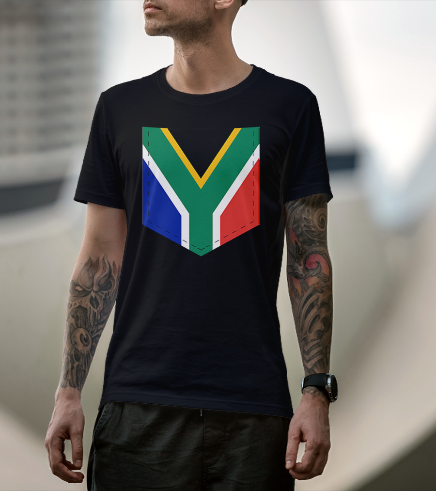 South Africa Flag Pocket Style With Printed Sout T-Shirt