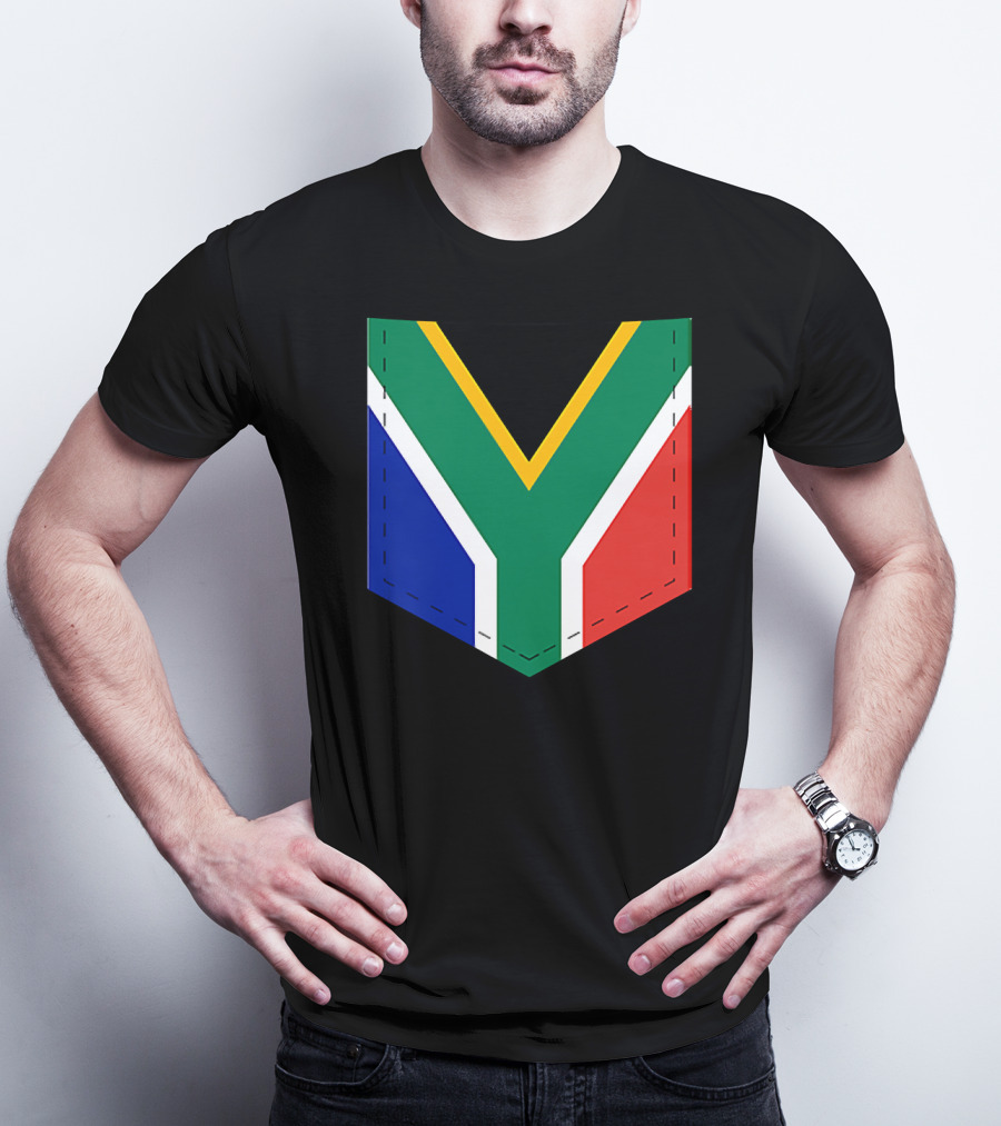 South Africa Flag Pocket Style With Printed Sout T-Shirt