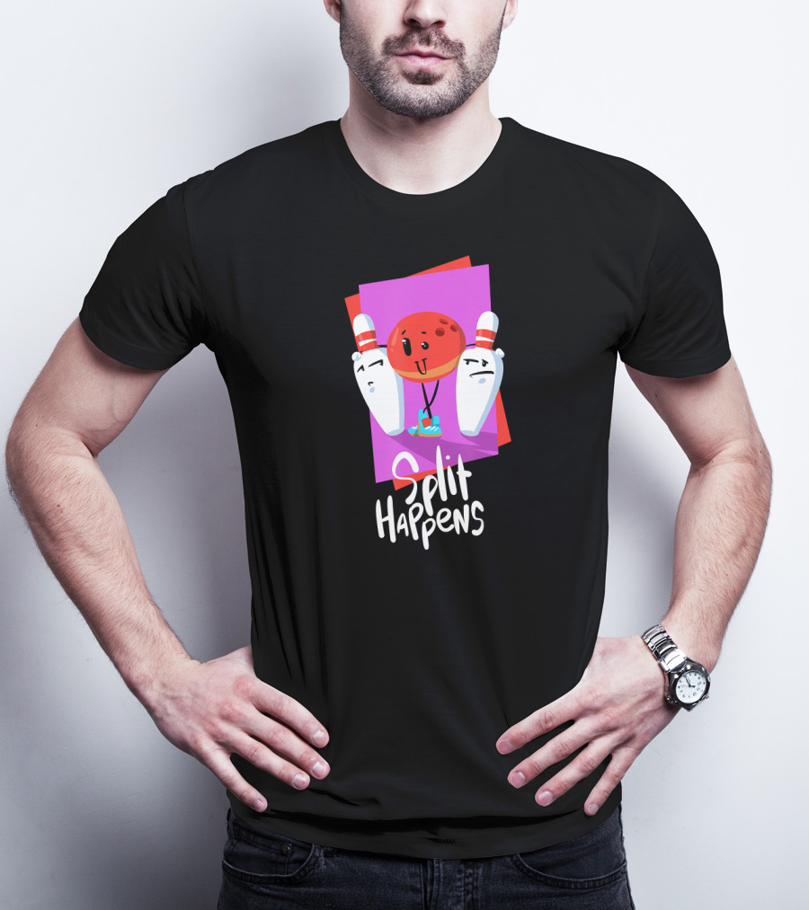 Split Happens Funny Bowling Ball And Pins For Bowling Lovers T-Shirt