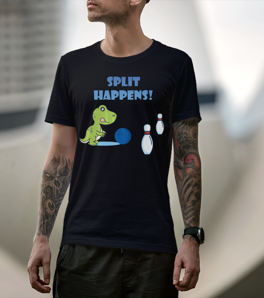 Split Happens Dino T-Rex Bowlingpin Fun T-Shirt