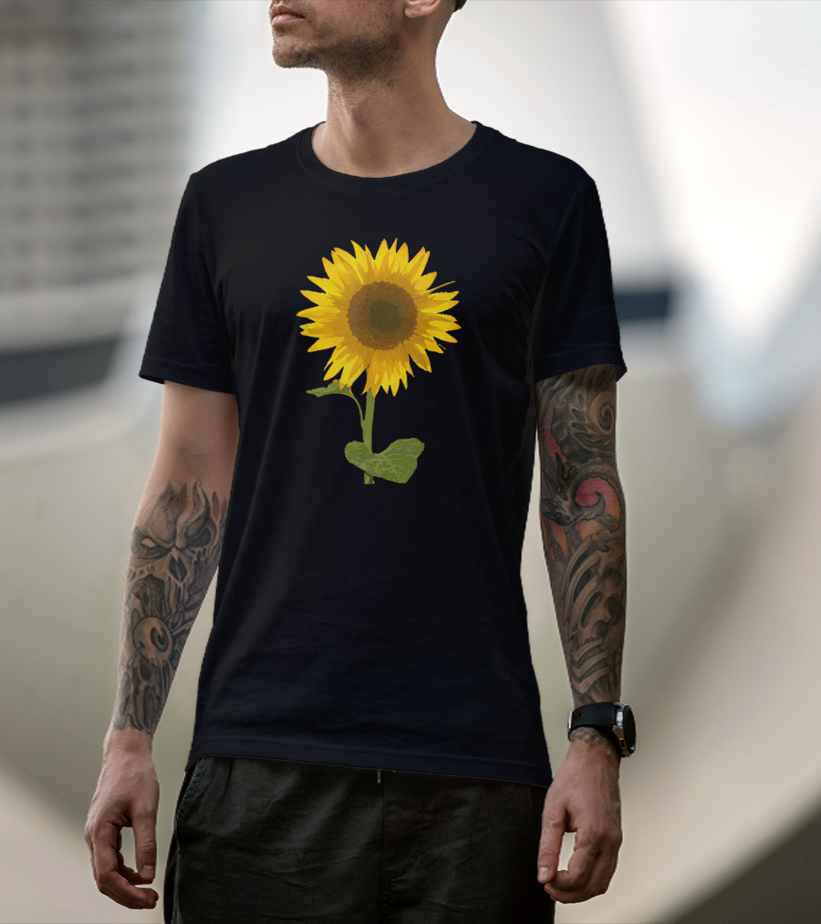 Sunflower Black Background Image T-Shirt