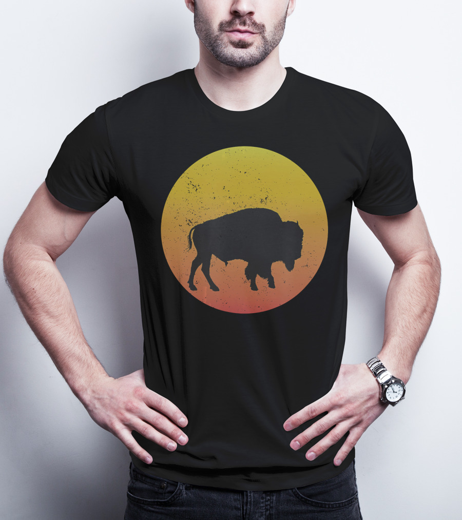 Sunset Plains Bison Vintage Circle T-Shirt