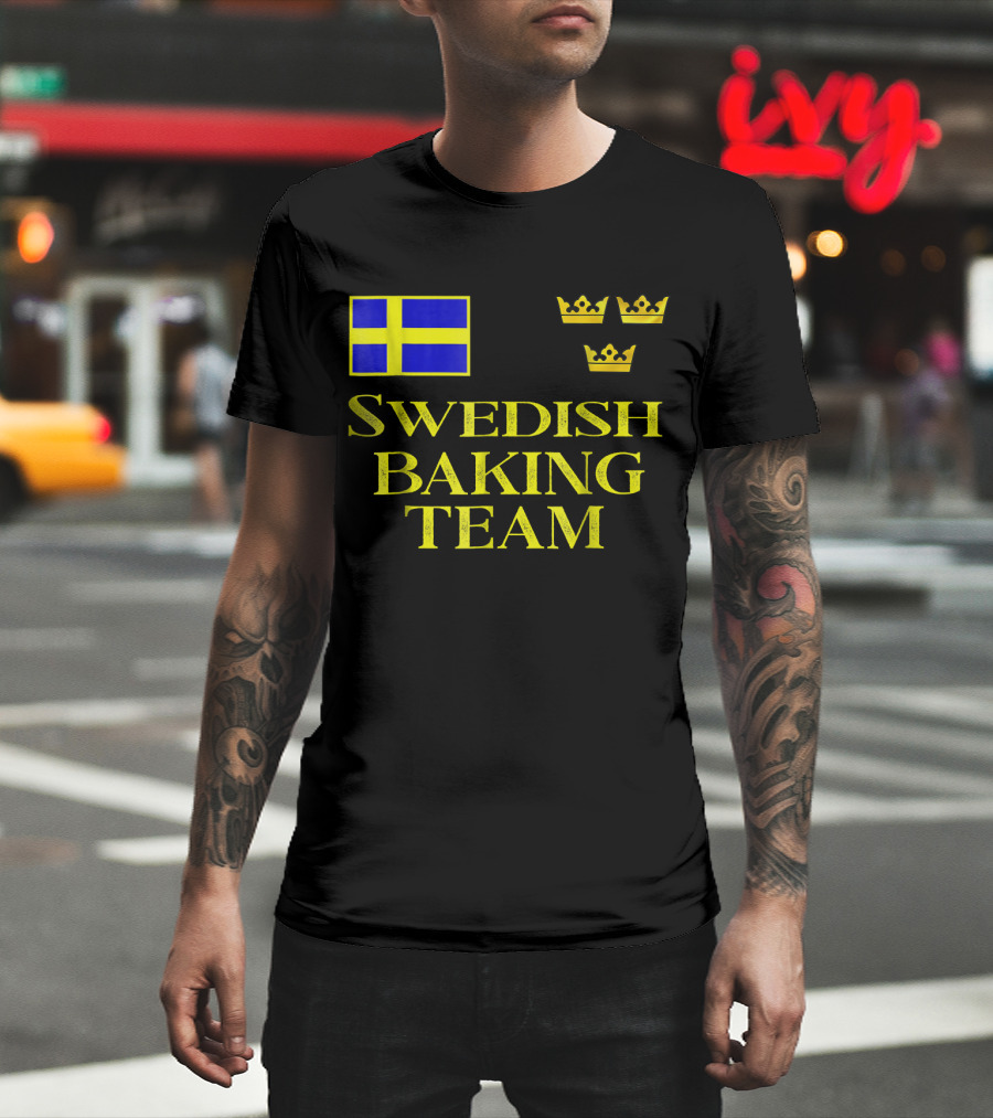 Swedish Baking Team Christmas Cookies Swedish Flag And Three Crowns T-Shirt