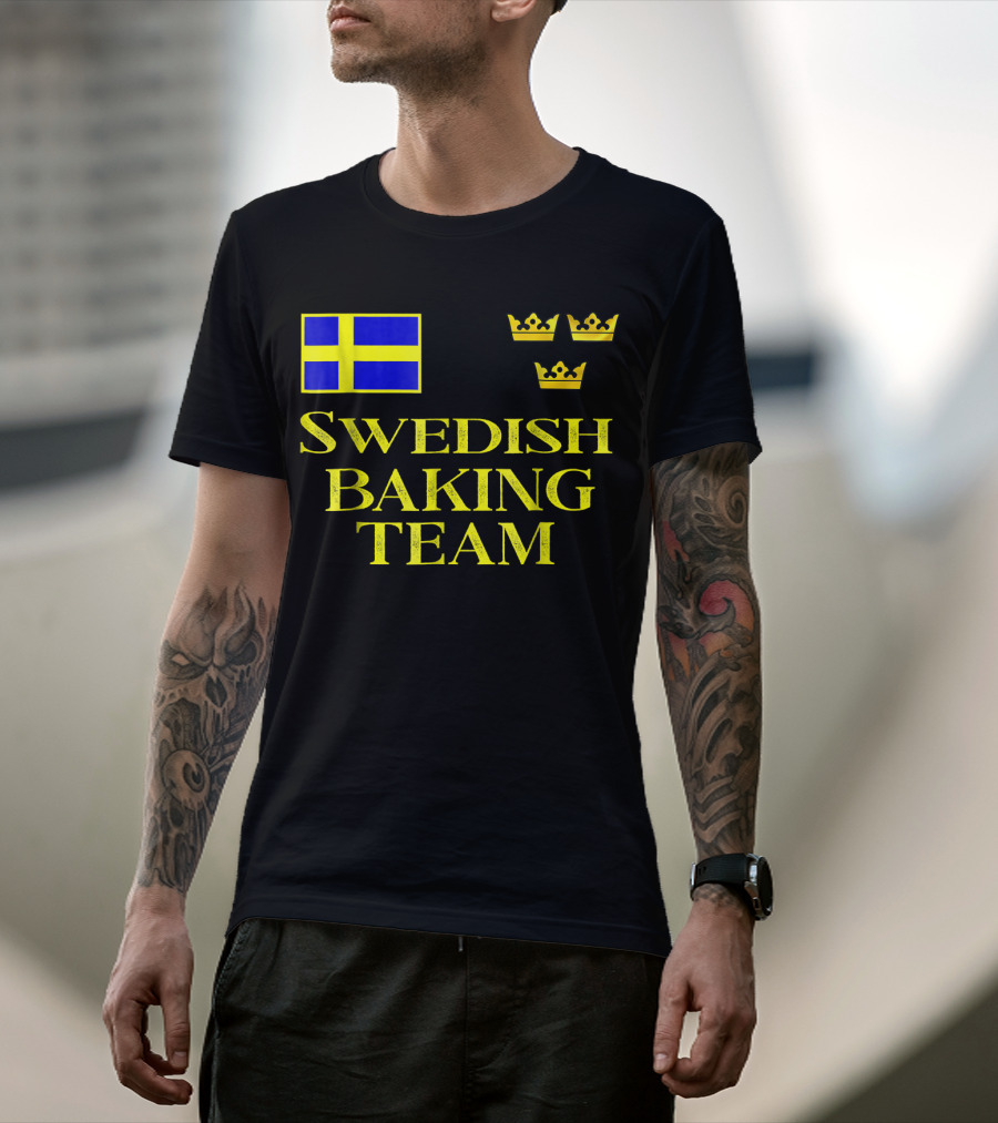 Swedish Baking Team Christmas Cookies Swedish Flag And Three Crowns T-Shirt