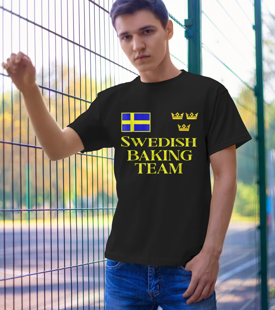 Swedish Baking Team Christmas Cookies Swedish Flag And Three Crowns T-Shirt