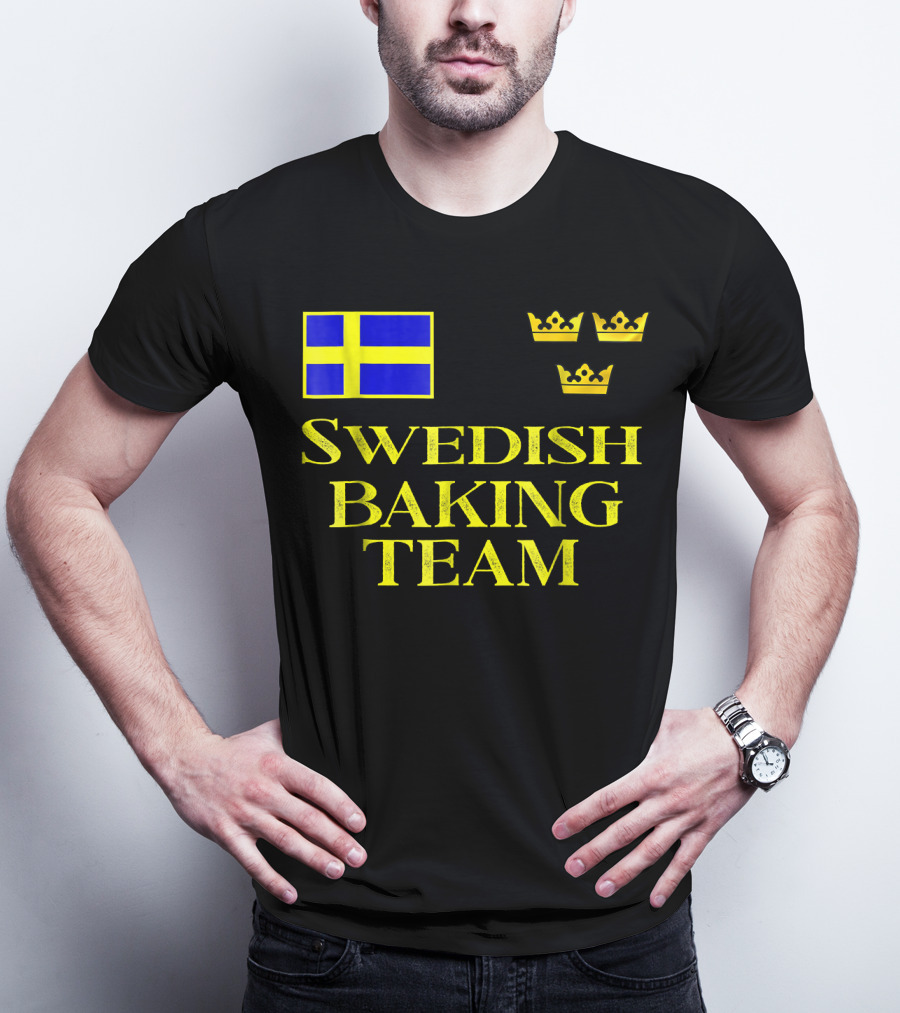 Swedish Baking Team Christmas Cookies Swedish Flag And Three Crowns T-Shirt