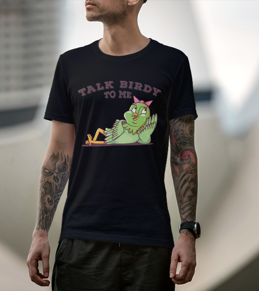Talk Birdy To Me Funny Parrot Bird Relaxing With Bow T-Shirt