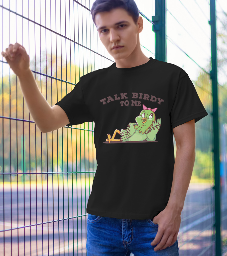 Talk Birdy To Me Funny Parrot Bird Relaxing With Bow T-Shirt