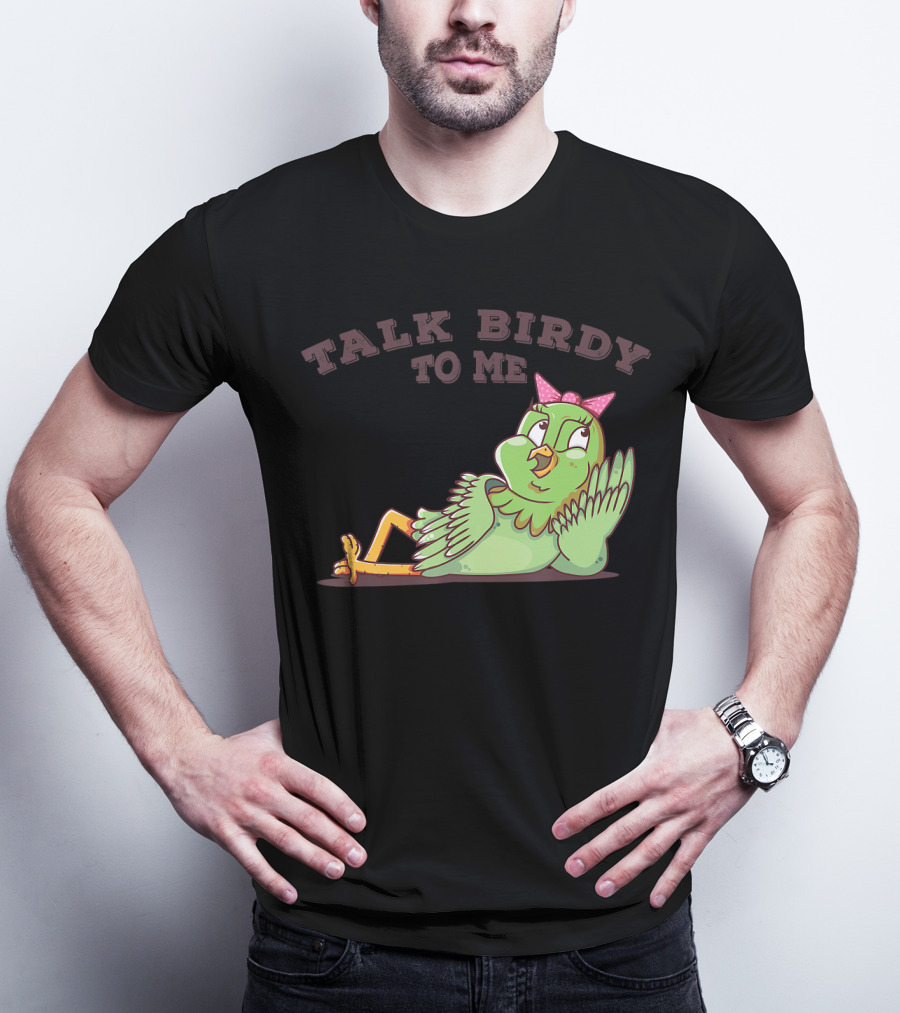 Talk Birdy To Me Funny Parrot Bird Relaxing With Bow T-Shirt