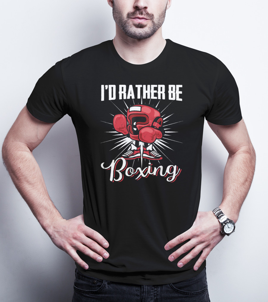 I'D RATHER BE BOXING Red Boxing Gloves And Shoes Burst T-Shirt