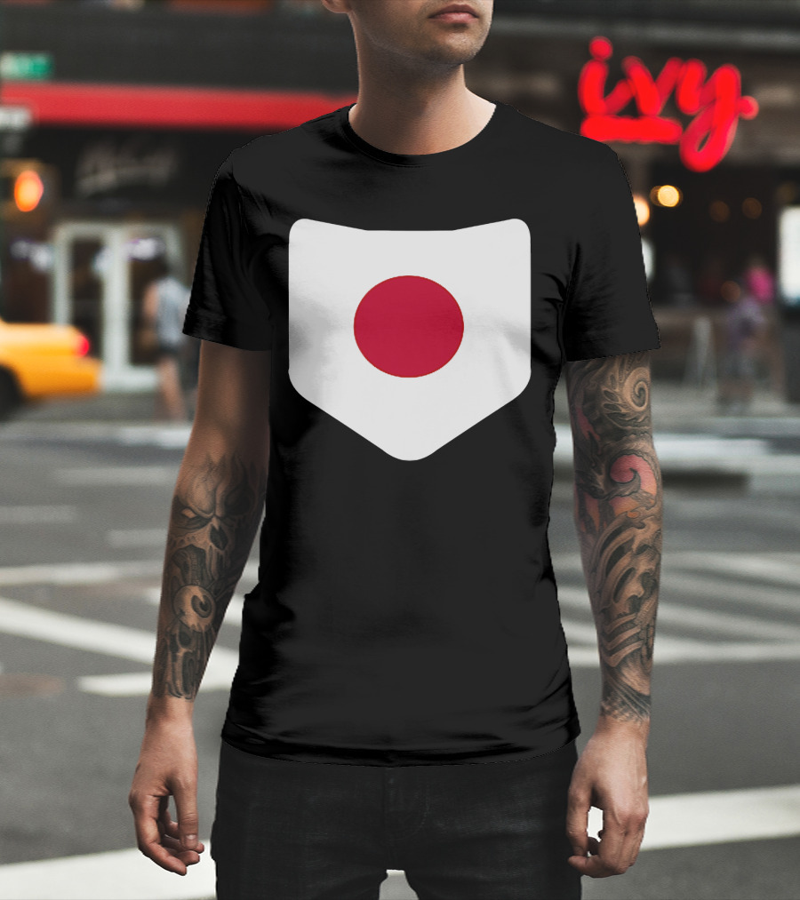 Japan Symbol Emblem With Printed Japanese Flag T-Shirt